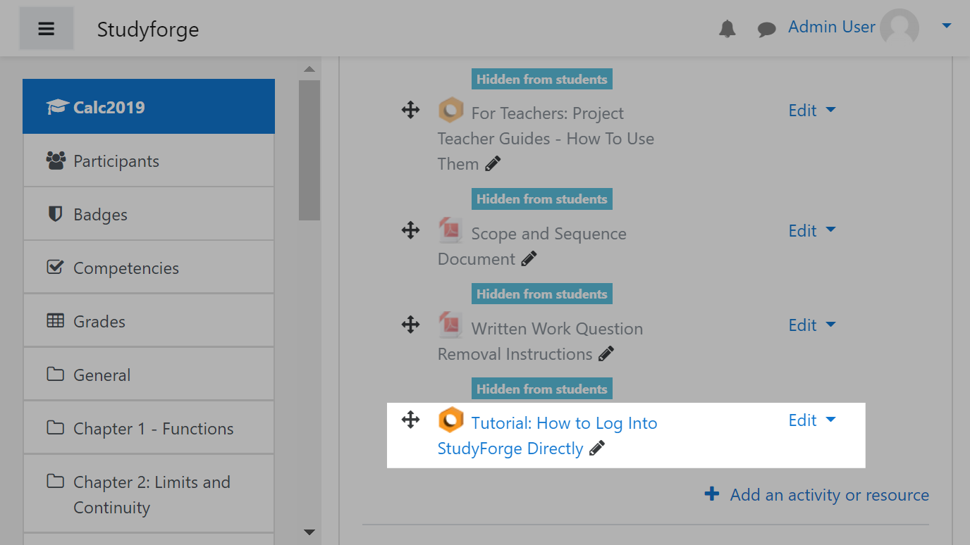 Moodle | Linking to StudyForge Content
